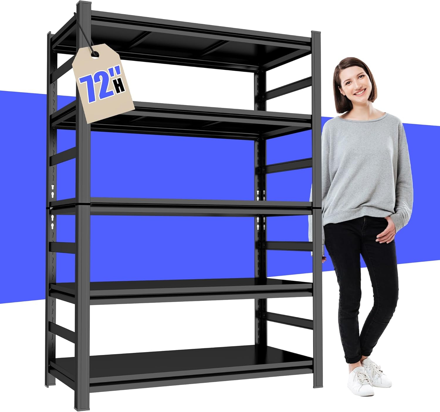 3500LBS Garage Shelving Heavy Duty Garage Shelving 72” H Sturdy Metal ...