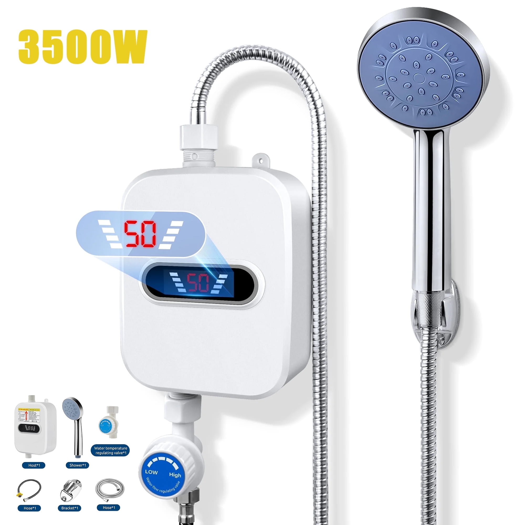 3500W Mini Tankless Water Heater,Instant 110 Volts 3500 Watts Water Heater for Shower with LCD ...