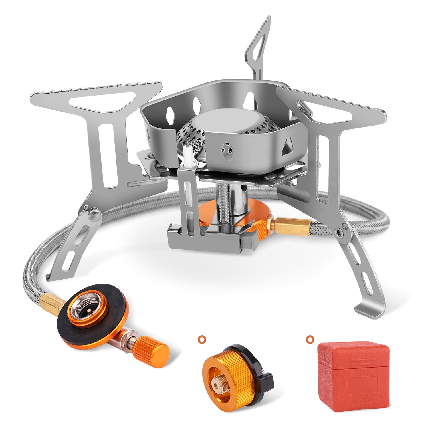 3500W Windproof Camp Stove Camping Gas Stove with Fuel Canister Adapter ...