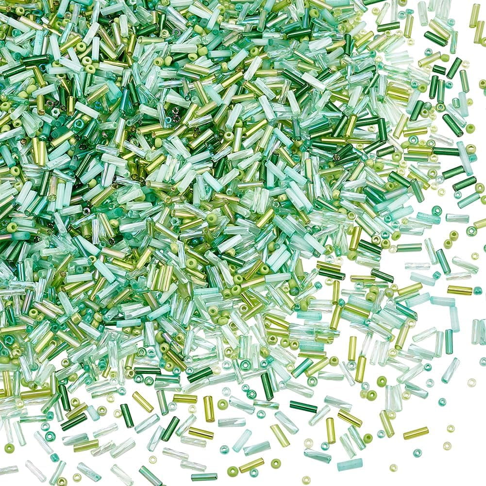 3500pcs Green Glass Beads Kits 1000pcs Twist Bugle Beads 12/0 2mm ...