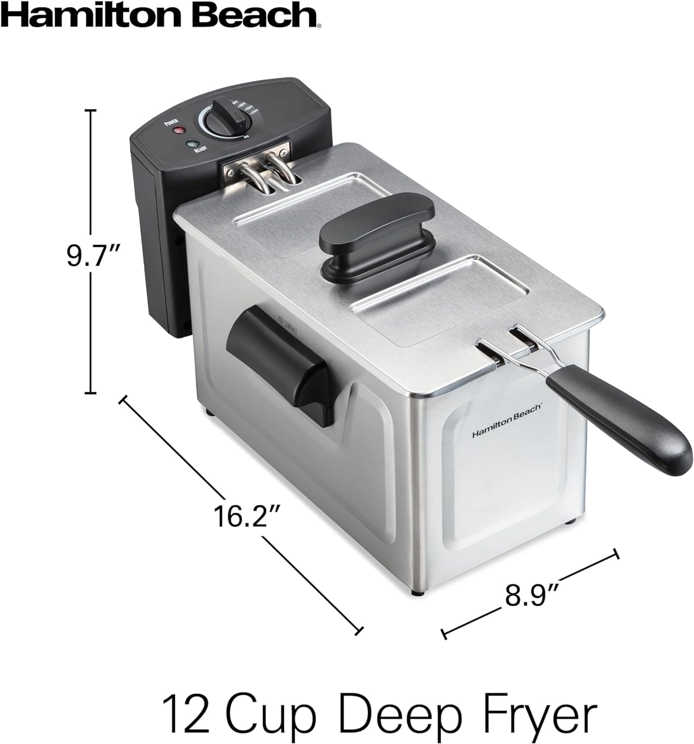 Family Style Electric Deep Fryer, 1500W Stainless Steel with Basket ...