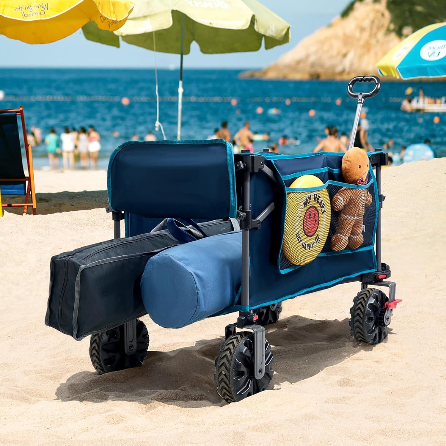 350L Collapsible Wagon Cart with Removable Canopy, 270LB Folding ...