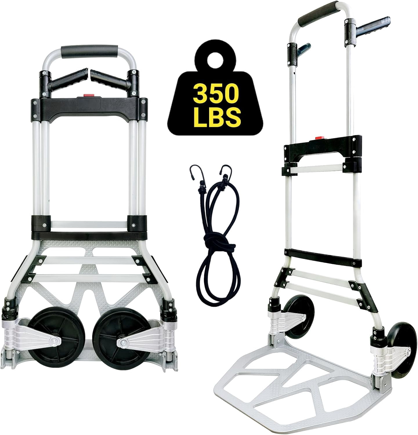 350LB Folding Hand Truck Dolly Cart, Aluminum Portable Cart Heavy Duty ...