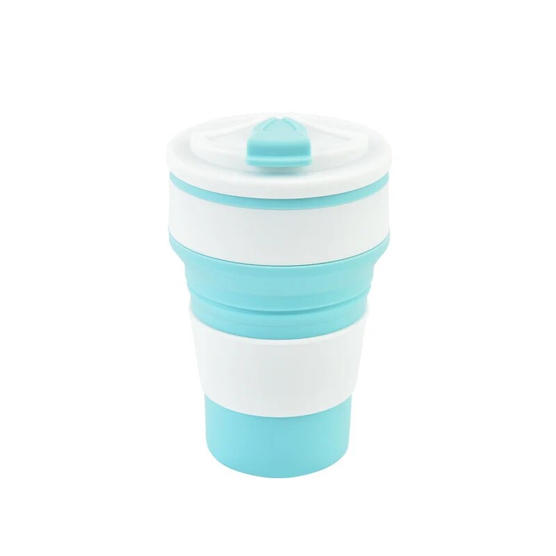 350ML/500ML Silicone Folding Cup Collapsible Mug With Cover Coffee ...