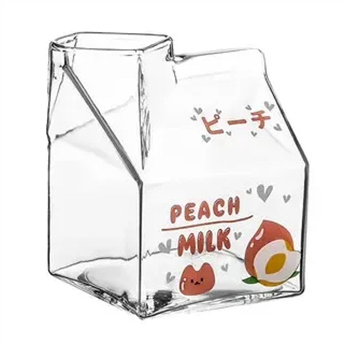 350ML Kawaii Square Milk Carton Glass Cup Heat Cute Strawberry Peach ...