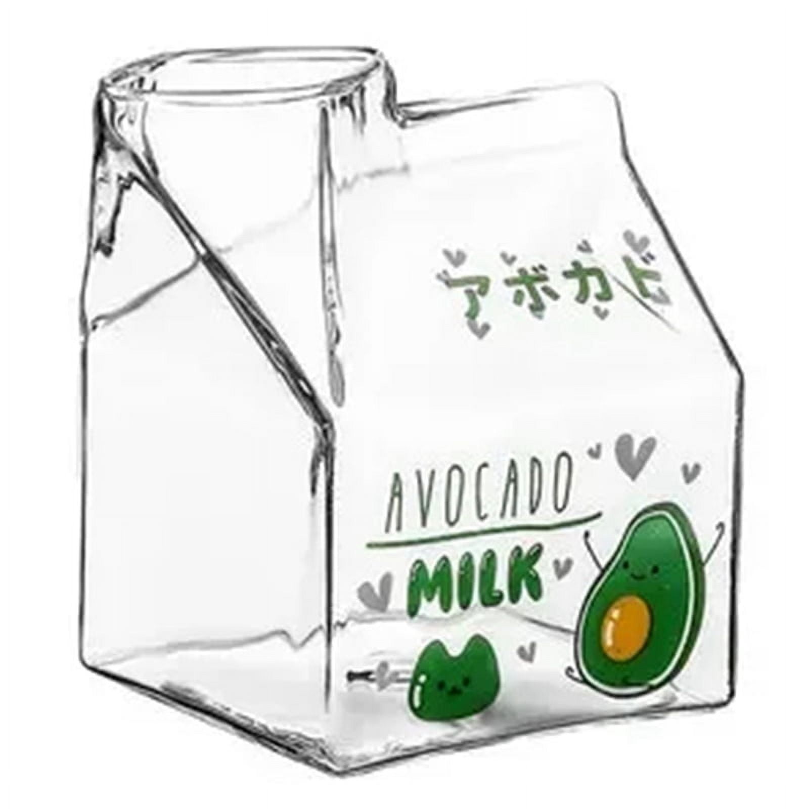 350ML Kawaii Square Milk Carton Glass Cup Heat Cute Strawberry Peach ...