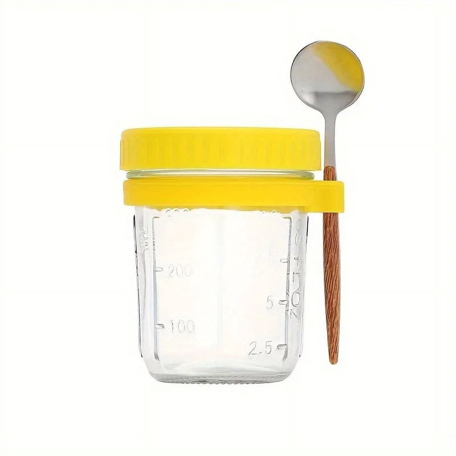 350ML Overnight Oat Cup Glass With Lid And Spoon Seal Food Breakfast ...