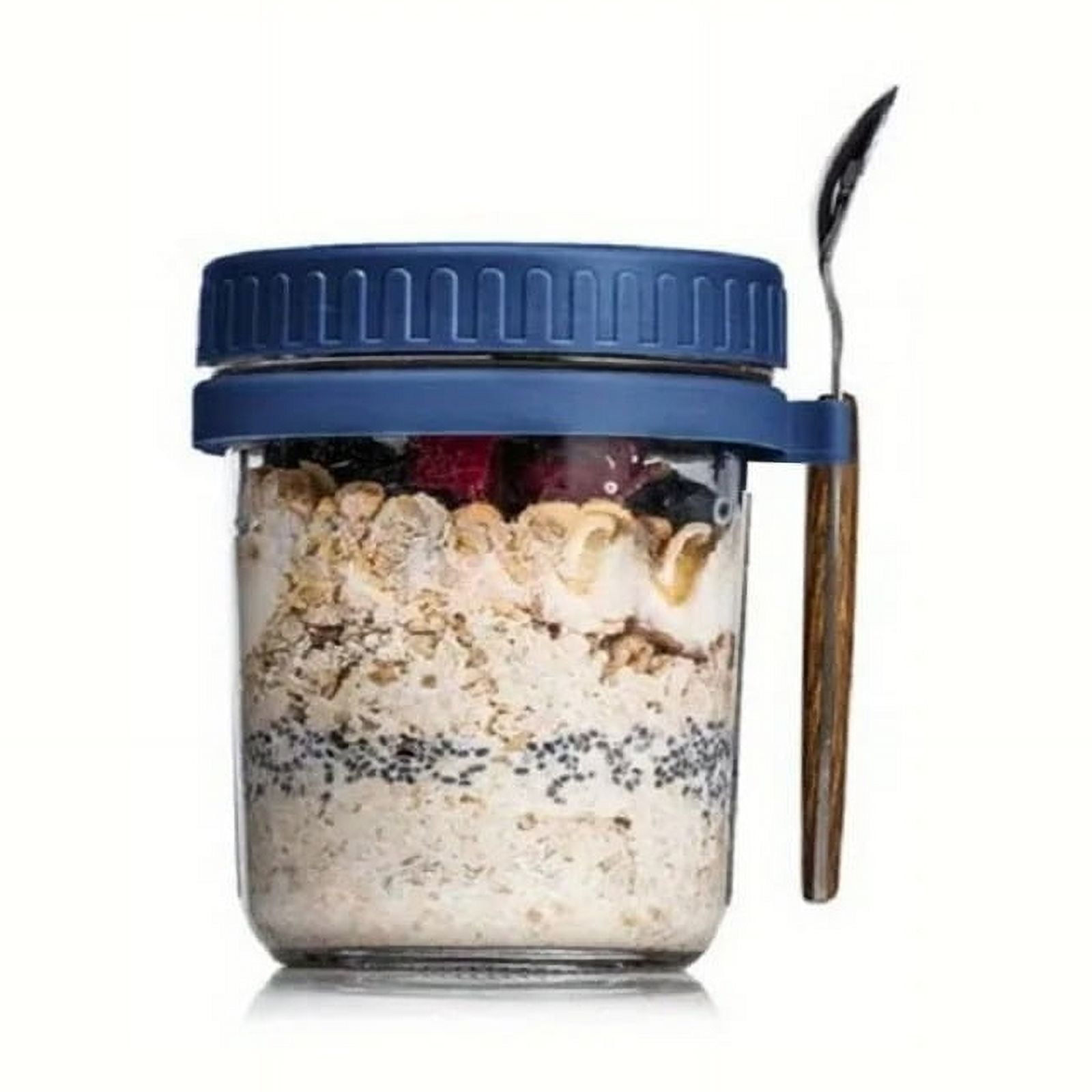 350ML Overnight Oat Cup Glass With Lid And Spoon Seal Food Breakfast ...