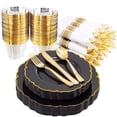 350PCS Clear Brown Plastic Plates Disposable Party Tableware Set with ...