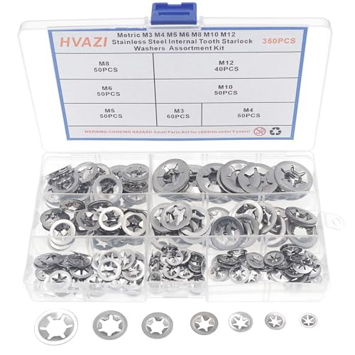 350PCS Metric M3 M4 M5 M6 M8 M10 M12 Stainless Steel Internal Tooth ...