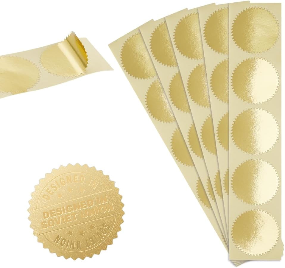 350Pcs Embossing Blank Stickers Metallic Scallop Edge Stickers Self ...