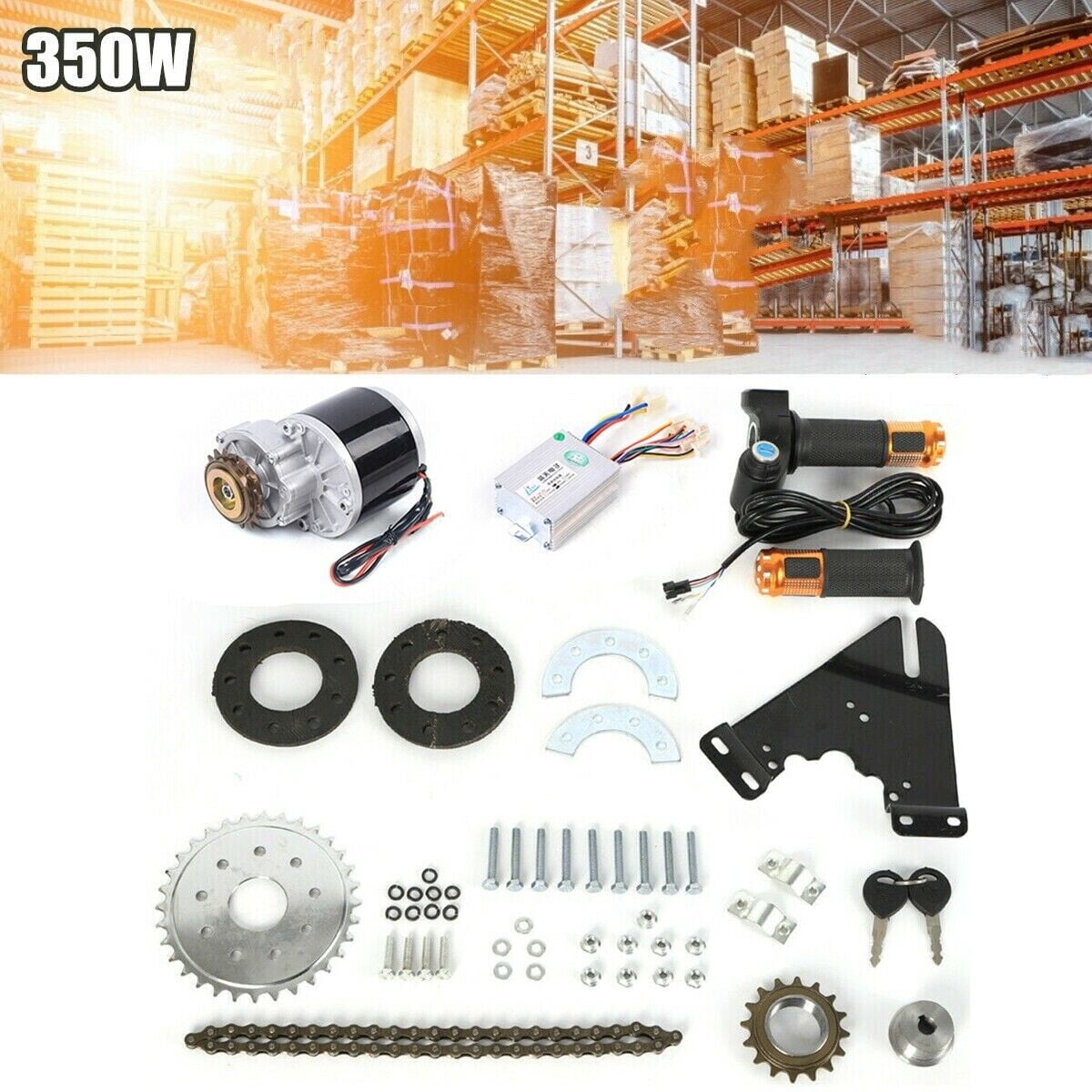 350W 24V E-Bike Conversion Twist Kit with Freewheel Bike Left Chain ...