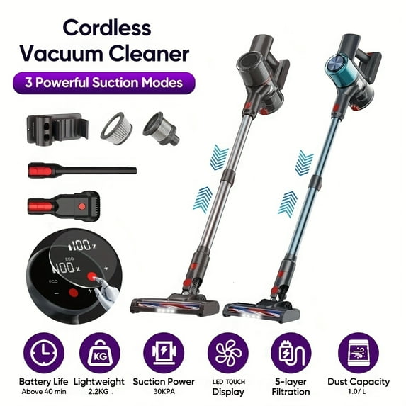 350W 30KPA Cordless Stick Vacuum | Self-Standing Upright Mode, 5-Layer ...
