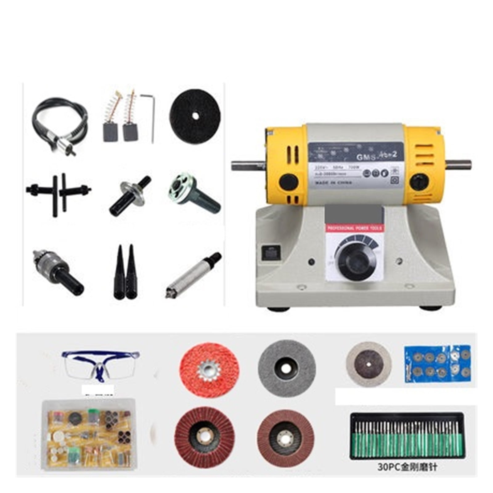 350W Stone Polishing Machine DIY Woodworking Jade Jewelry Bench Lathe ...