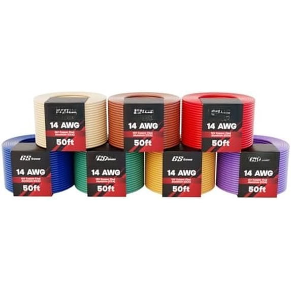 350ft CCA 14 Gauge Wire Automotive, 50ft Roll, 7 Colors, 14 AWG 12v ...