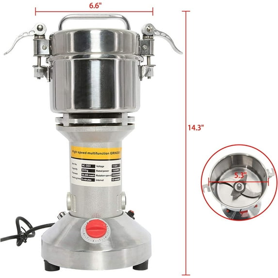350g Grain Mill Grinder High Speed 1500W 28000RPM Electric Stainless ...