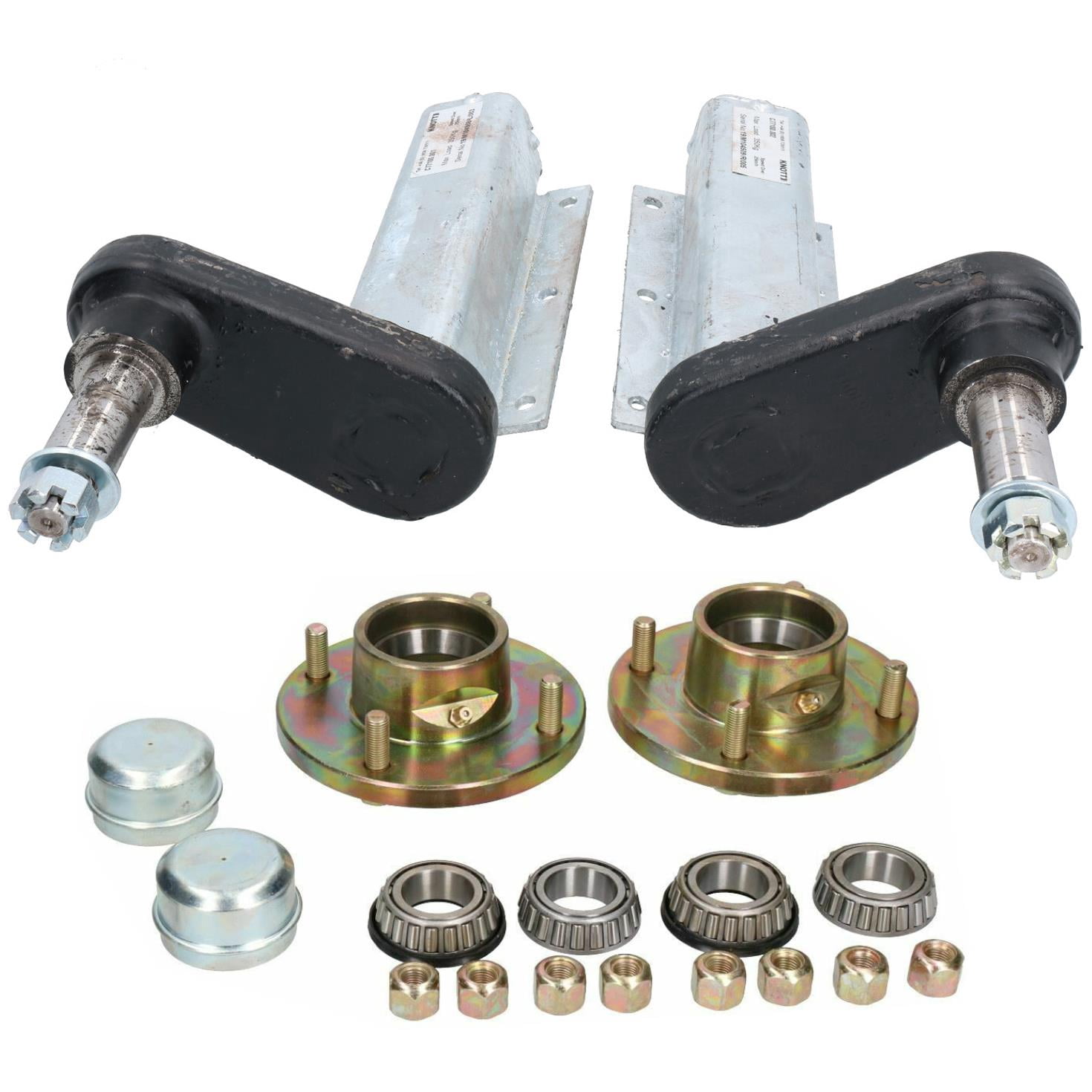 350kg Galvanised Trailer Suspension Unit & Hubs (Pair) 4" PCD Taper ...