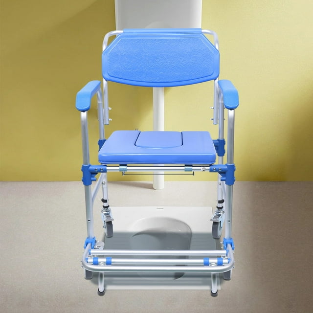 350lbs Shower Commode Chair 3in1 Transport Wheelchair Padded Seat ...