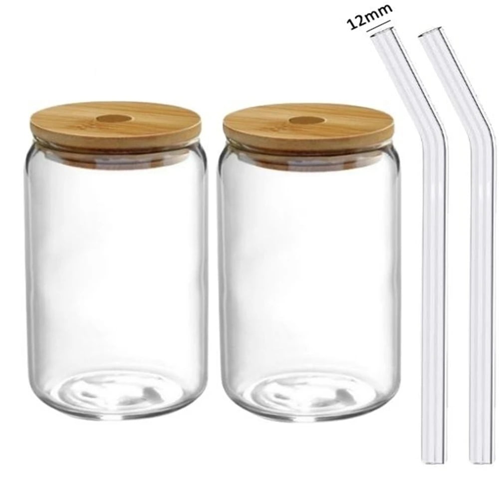 350ml/550ml Glass Cup With Lid and Straw Transparent Bubble Tea Cup ...