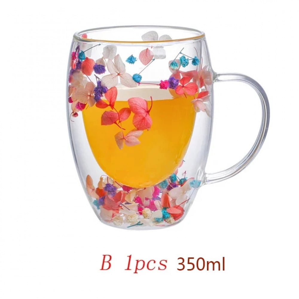 350ml Double Wall Coffee Mug With Handles Clear Milk Cups Gifts Glass ...