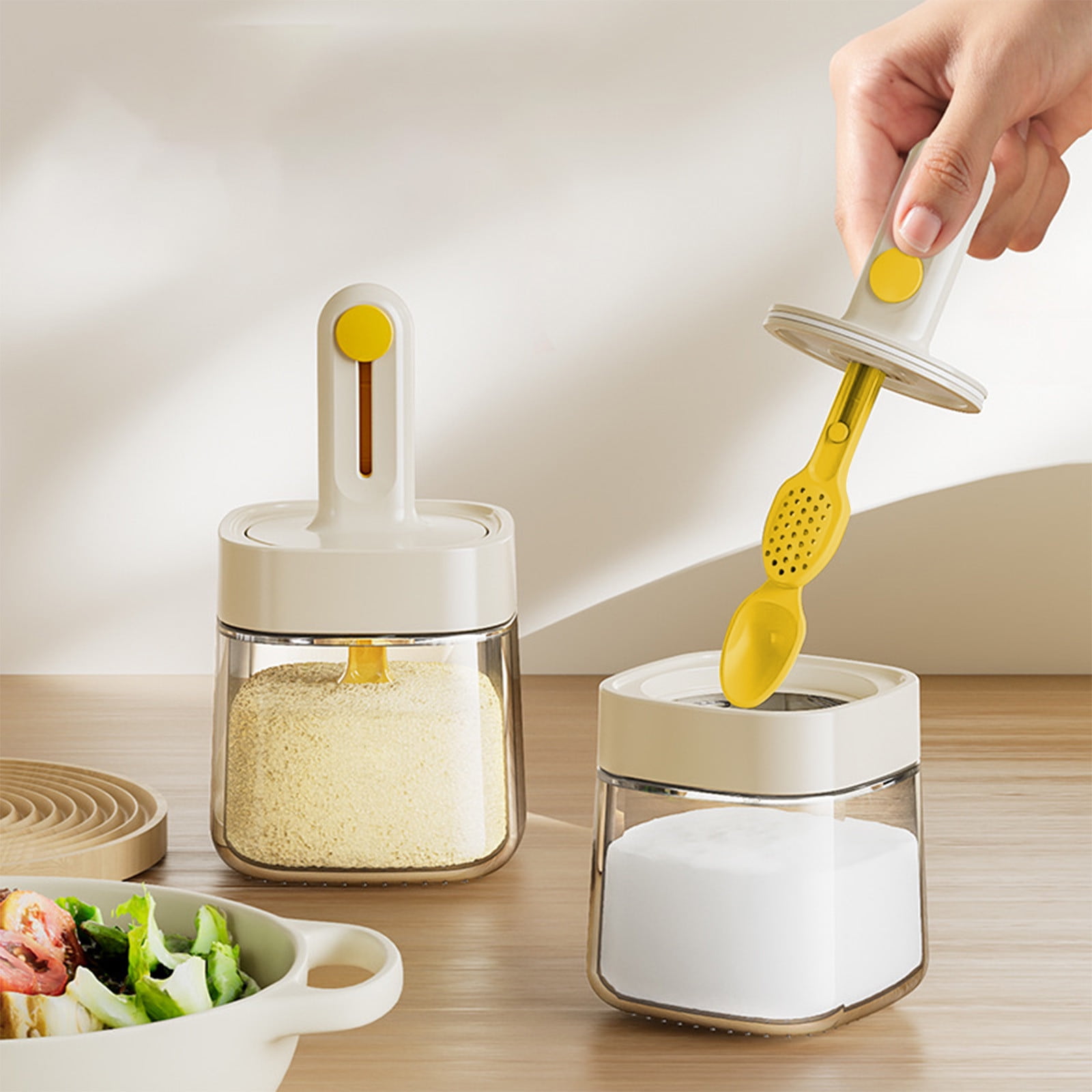 350ml Glass Spice Jars with Lids-Compact Kitchen Organizer,Airtight ...