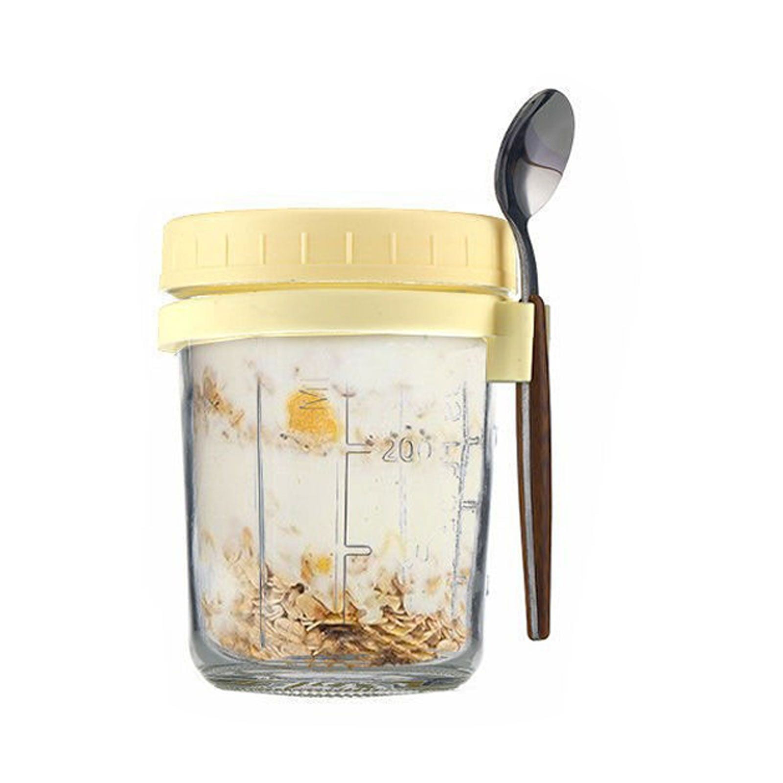 350ml Overnight Oats Container with Lid and Spoon, Airtight Glass Mason ...