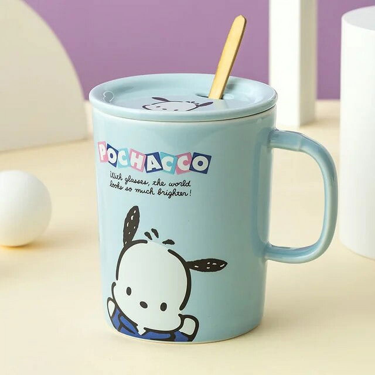 350ml Sanrio Hello Kitty Mug Pochacco Ceramic Tiki Cup With Lid And ...