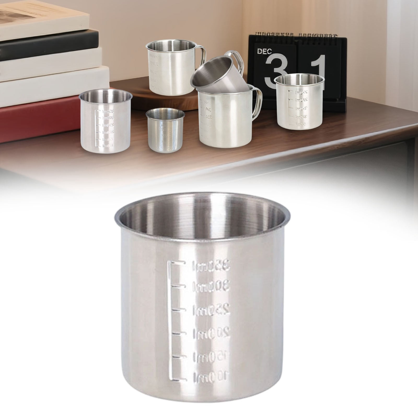 350ml Stainless Steel Measuring Cup, Graduated Markings without Handle ...