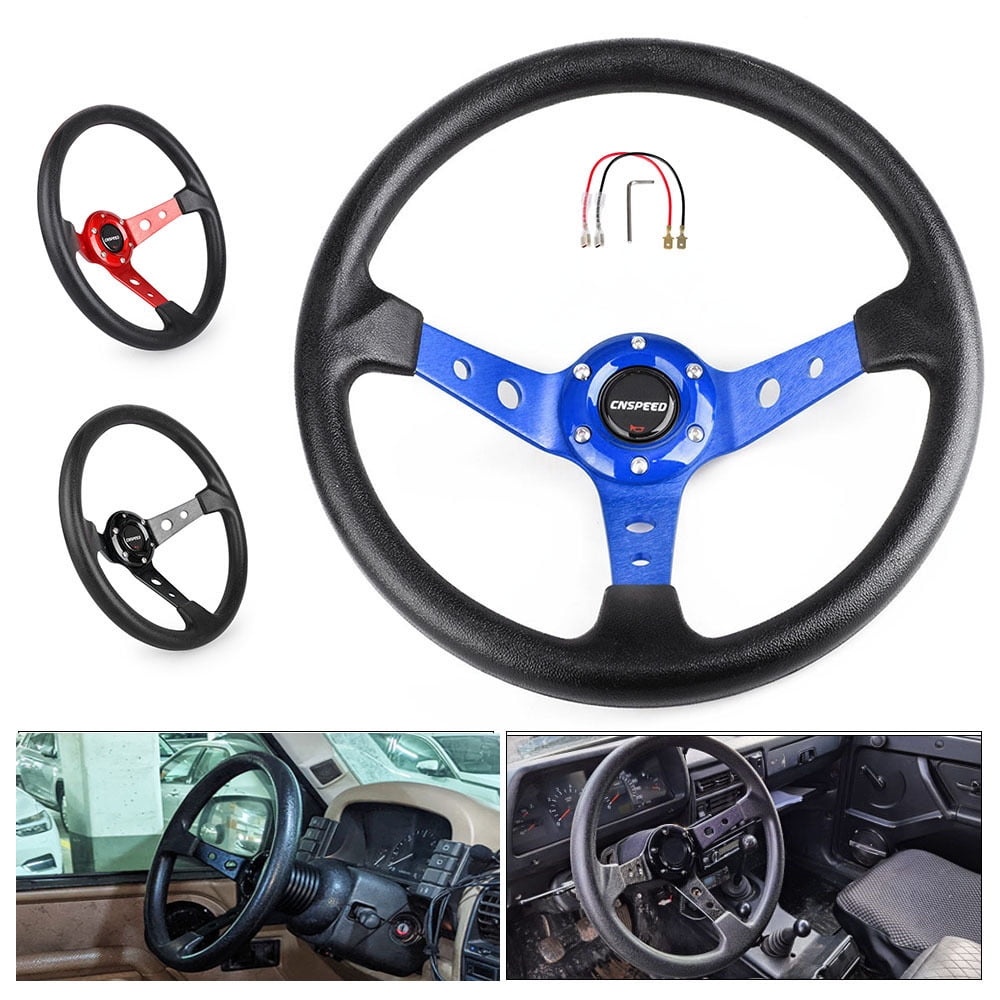350mm 14inch Aluminum Alloy Racing PU Leather Steering Wheel 92mm Deep ...