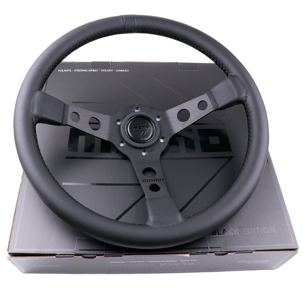 350mm/14inch MOMO MOD07 BLACK EDITION Deep Dish Leather Sport Steering ...
