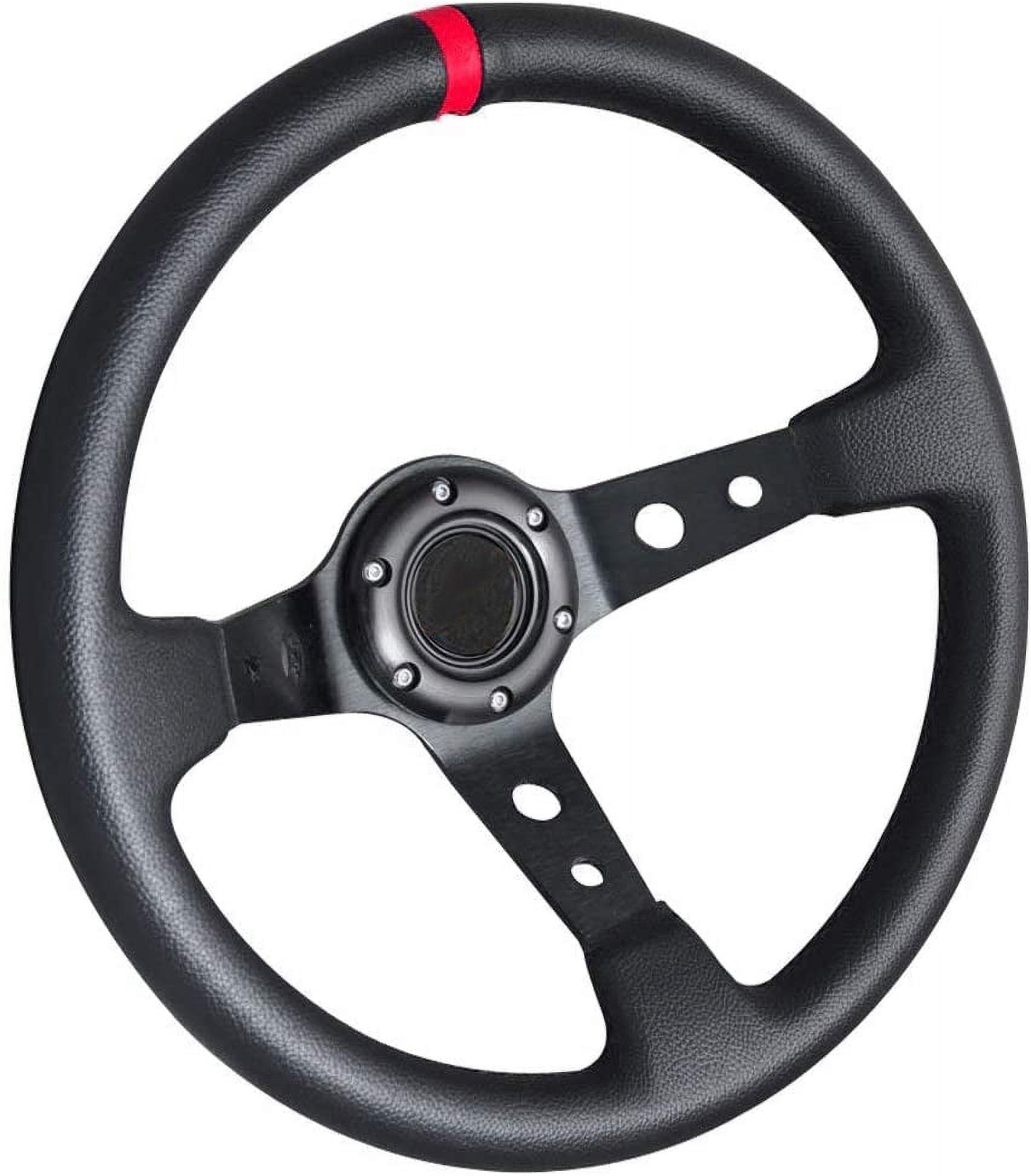 RXMOTOR 350mm Deep Dish Steering Wheel, 6-Bolt Universal Fit with ...