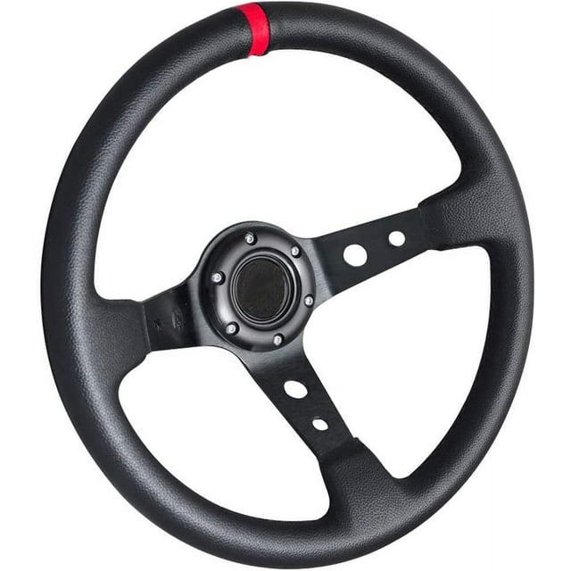 RXMOTOR 350mm Deep Dish Steering Wheel, 6-Bolt Universal Fit with ...