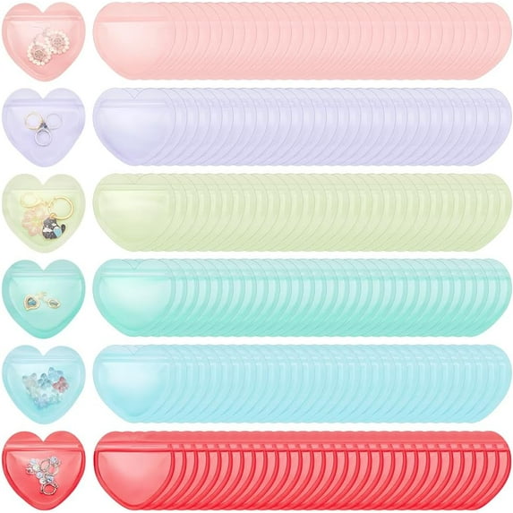 350pcs 7 Colors Jewelry Storage Bags 3.9x3.9 inch Heart Resealable ...