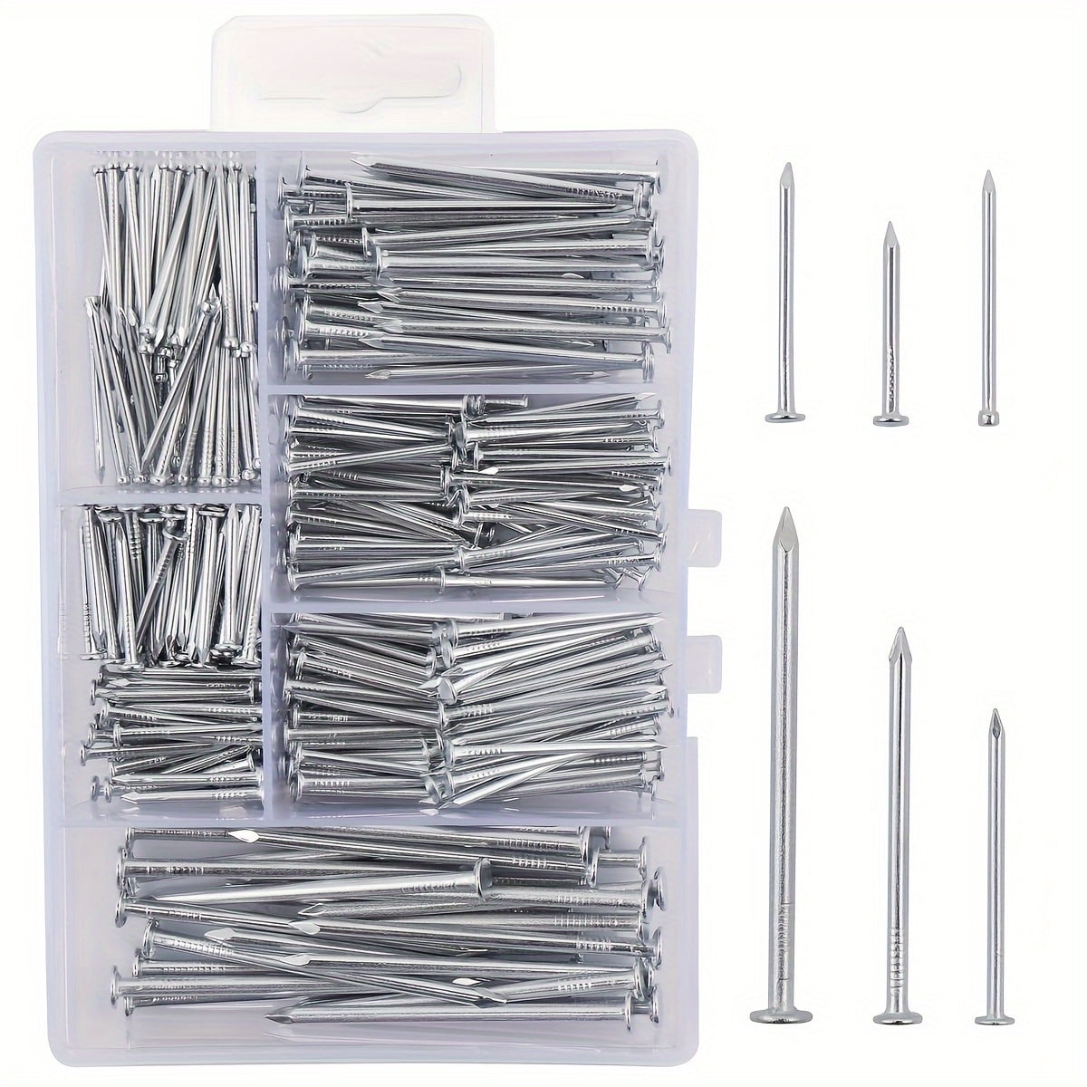 350pcs Hardware Nail Assortment Kit, 6 Sizes Spiral Shank Nails, Wood ...