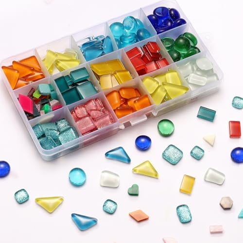 350pcs Mosaic Tiles for Crafts Mixed Colors and Irregular Shapes, Glass ...