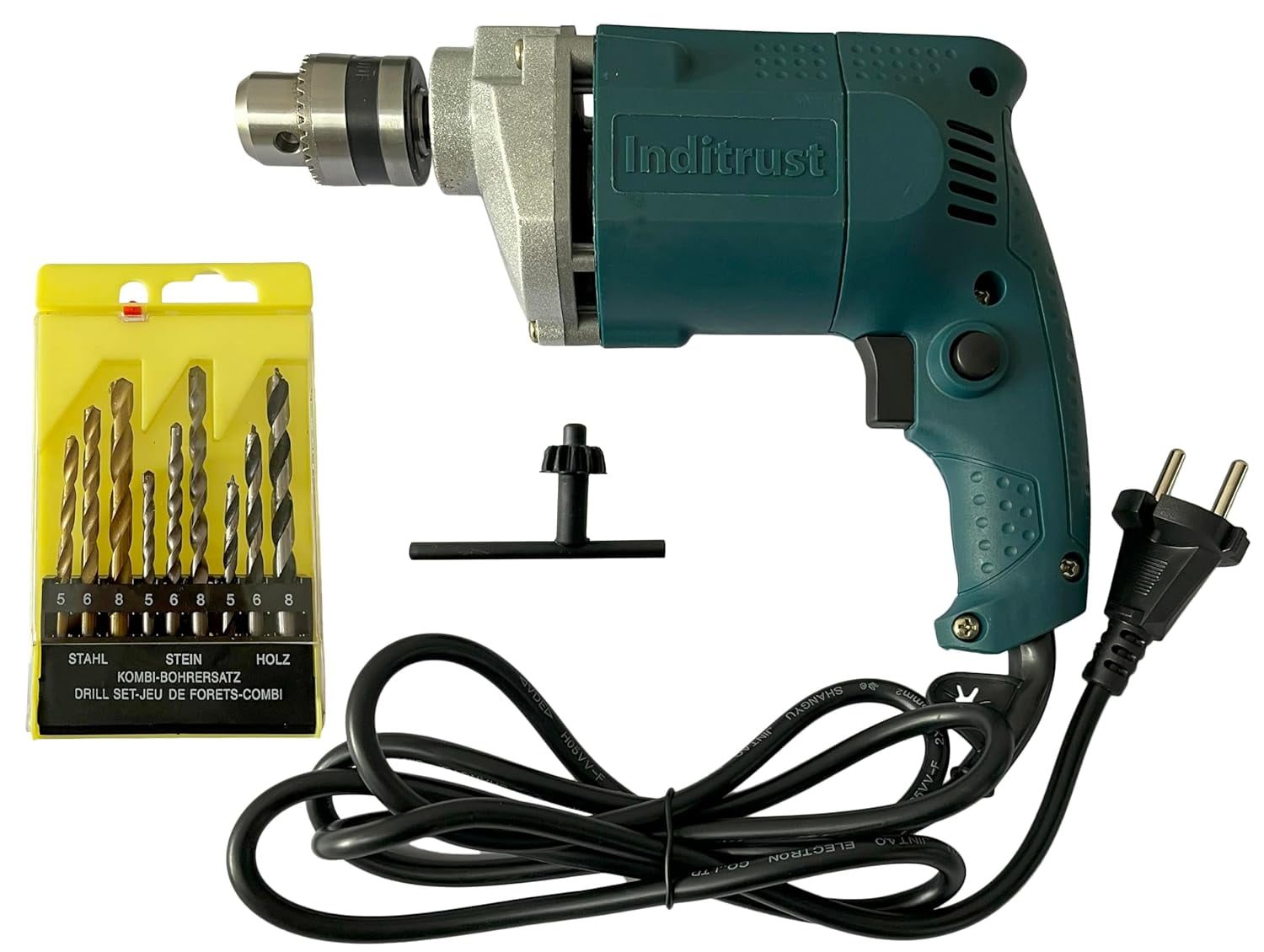 350w 10mm Electric Drill Machine | 100% Copper Winding With 9pc Drill Bits Set | 3 Masonry, 3 ...