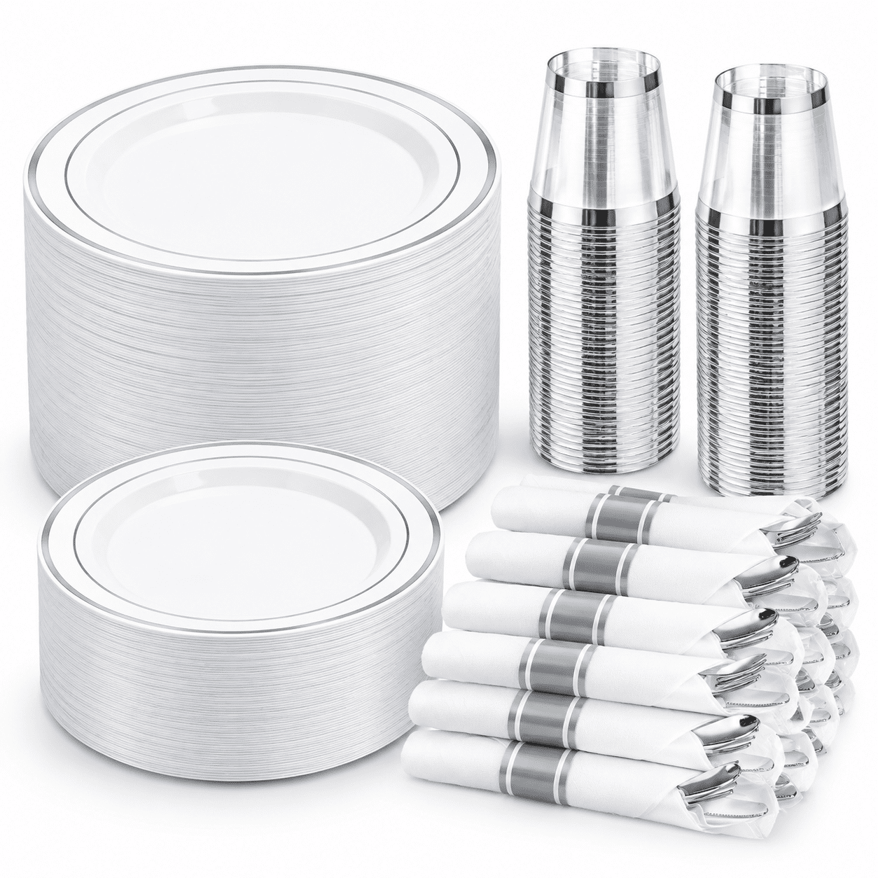 350white Plastic Plates Disposable Dinnerware Set For Party - Walmart.com