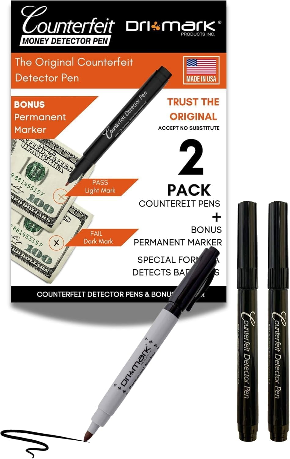 3513B-1A Counterfeit Bill Detector Marker Pen with Permanent Marker ...