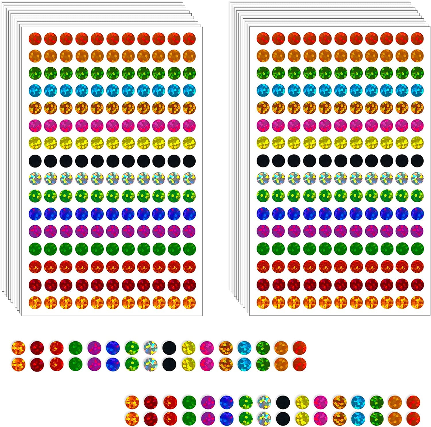 3520 PCS Color Coding Labels Laser Shiny Sparkle Circle Dot Stickers 1/ ...