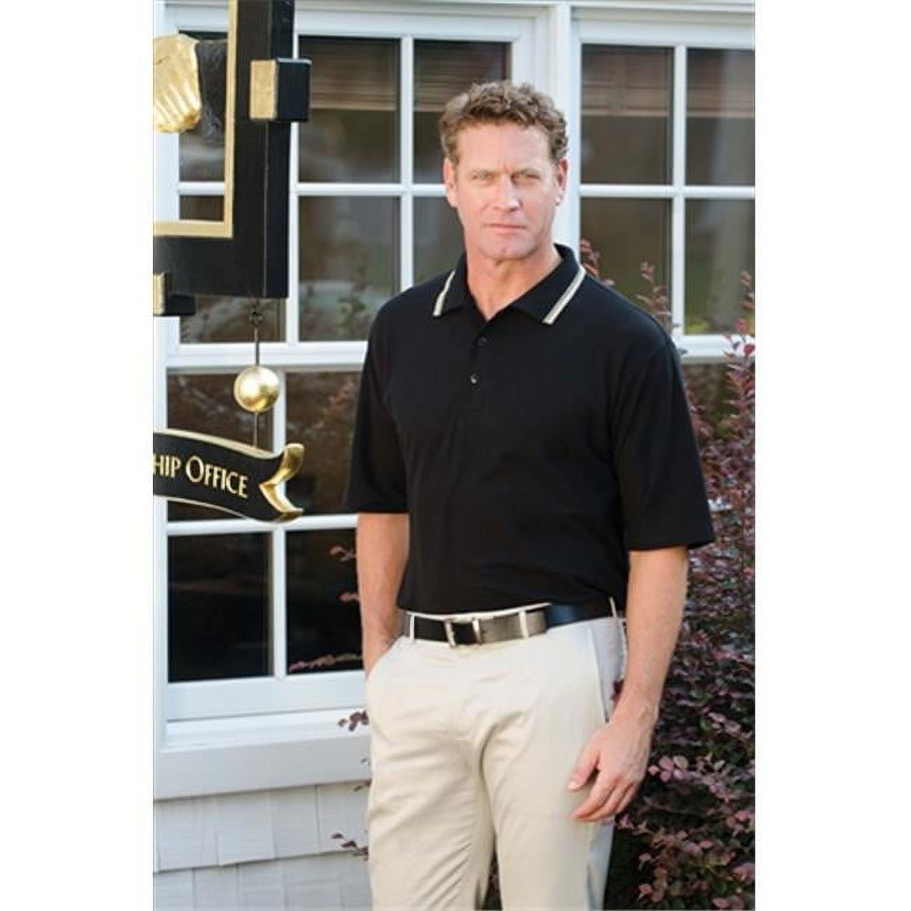 353 Performance Blend Baby Pique With Fashion Collar, White, Navy, Tan ...