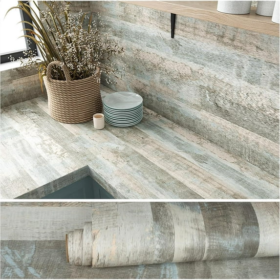 354''x32'' Wide Weathered Wallpaper Peel and Light Blue Contact Paper ...