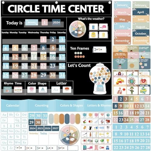 357 Pcs Circle Time Center Pocket Chart Boho Classroom Circle Time ...