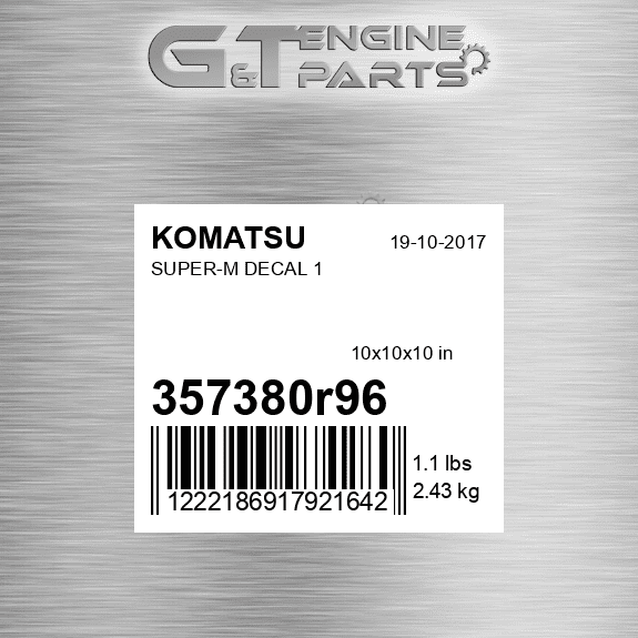 357380R96 SUPER-M DECAL 1 fits KOMATSU (New OEM) - Walmart.com
