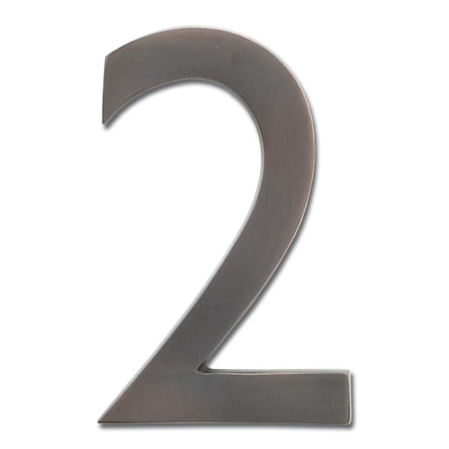 3582DC Number 2 Solid Cast Brass 4 inch Floating House Number Dark Aged ...