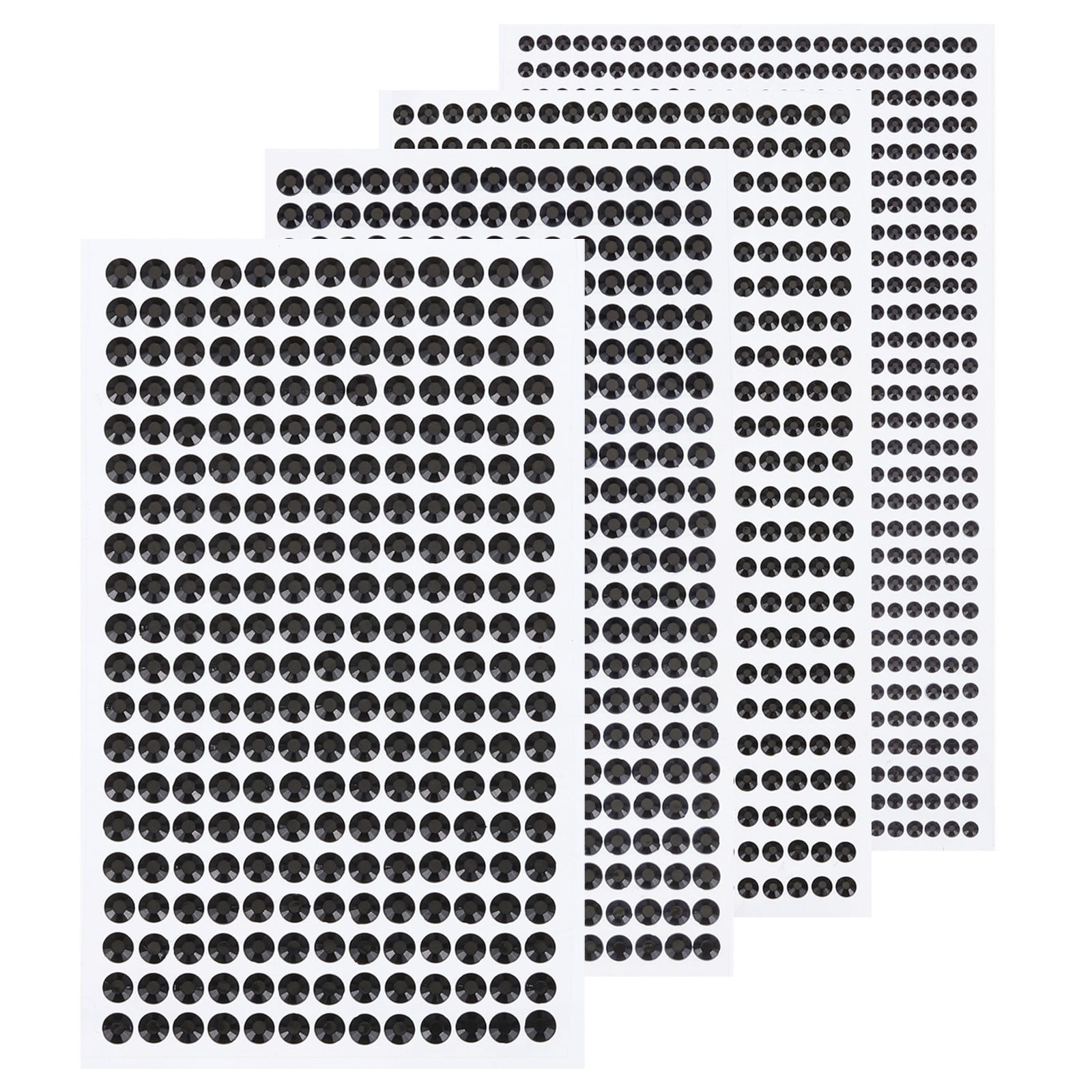 Uxcell 1792 Pcs 4 Sheets Black Rhinestone Stickers 3/4/5/6 mm Self ...