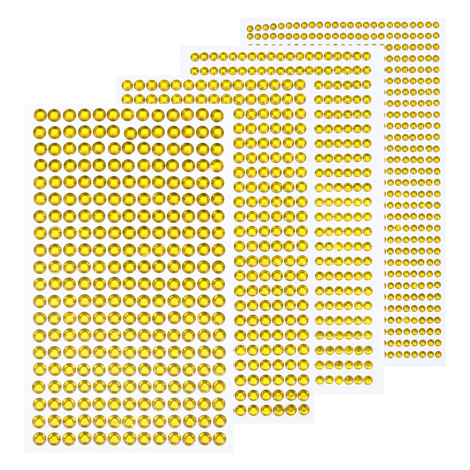 3584 Pcs 8 Sheets Light Yellow Rhinestone Stickers 3/4/5/6 mm Self ...