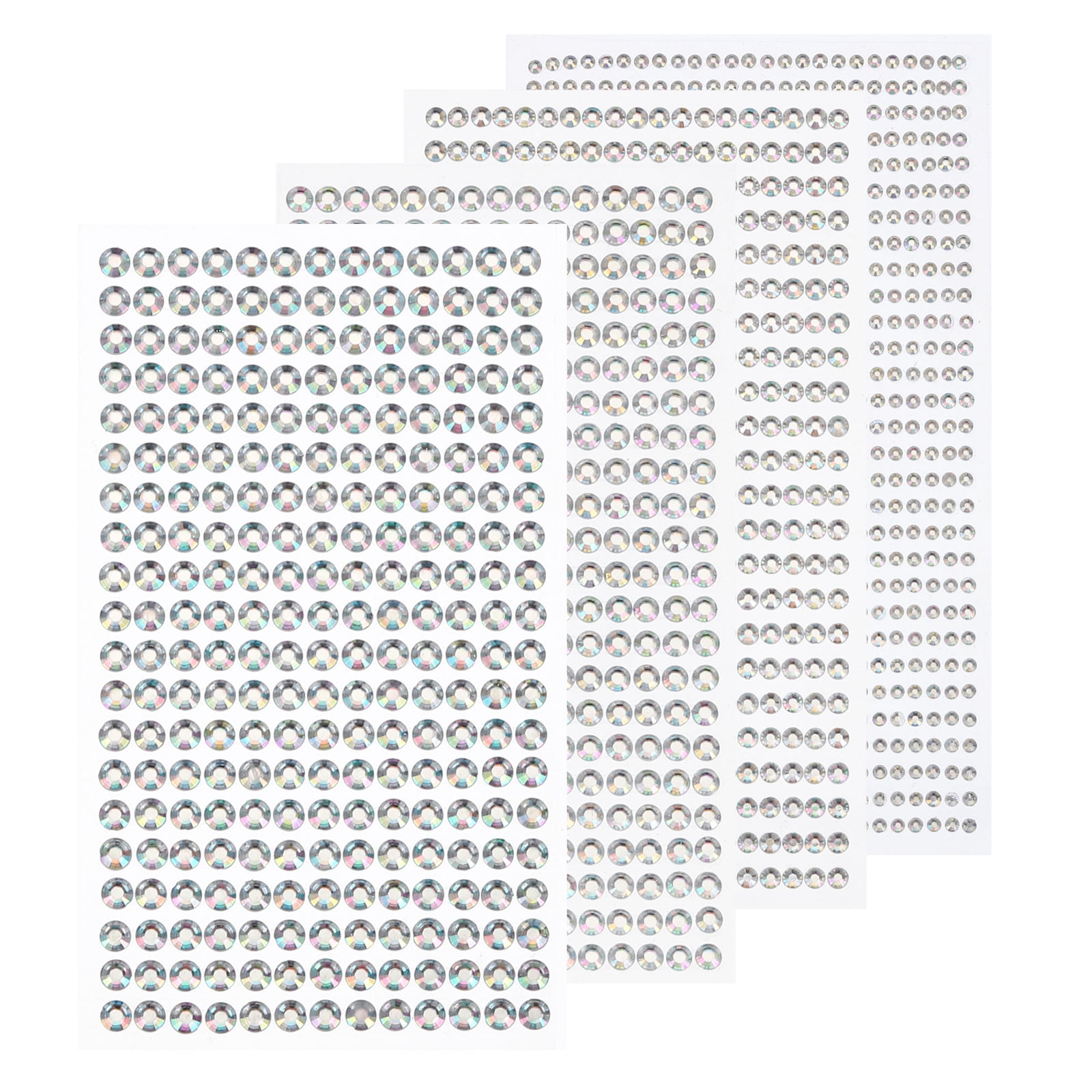 3584 Pcs 8 Sheets Transparent White Rhinestone Stickers 3/4/5/6mm Self ...