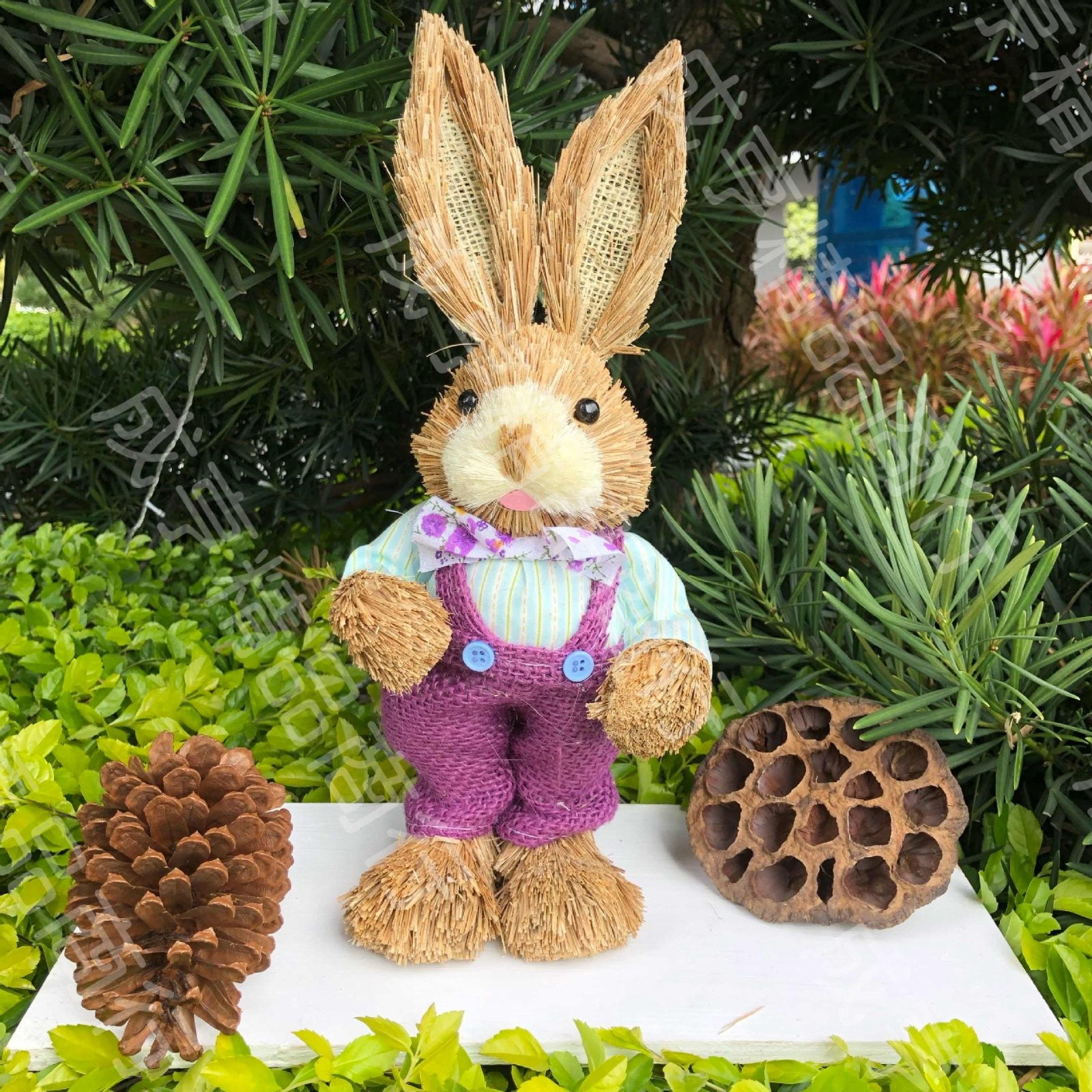 35Cm Simulation Easter Bunny Decor, Realistic Dressed Rabbit Figurine ...