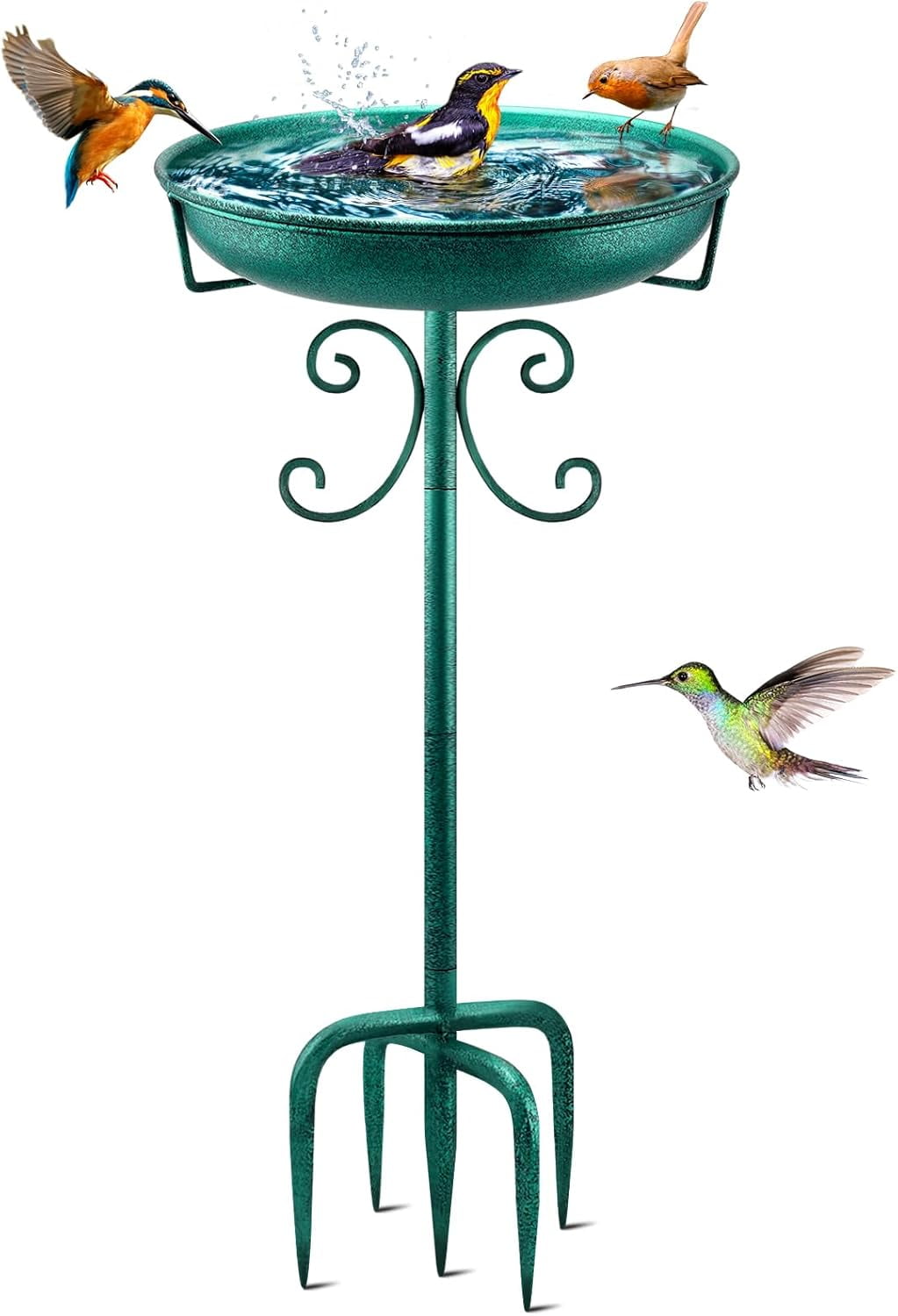 35In Metal Bird Bath for Outside, Vintage Freestanding Birdbaths ...