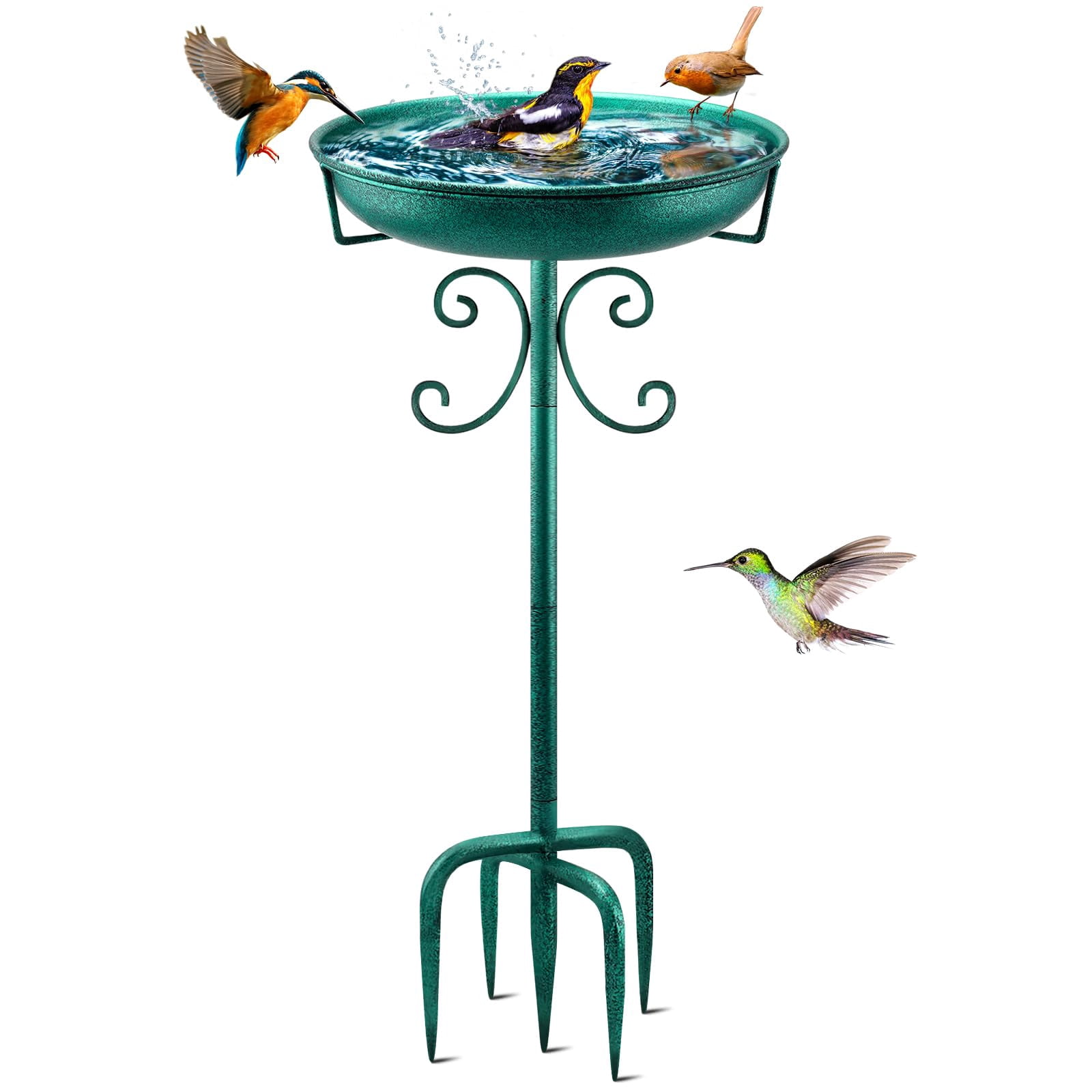 35In Metal Bird Bath for Outside, Vintage Freestanding Birdbaths ...